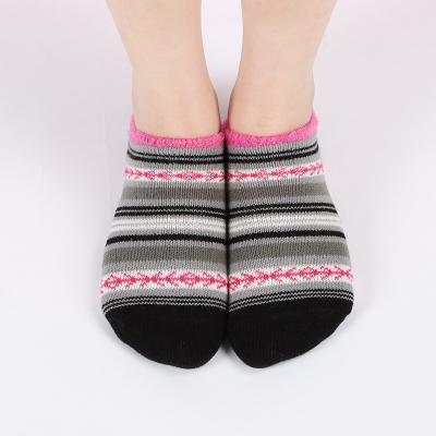 China women new soft stripe pattern patch color socks non-slip knitted ankle-length sweat absorbed socks for sale