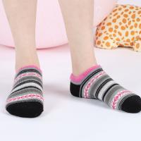 China women new soft stripe pattern patch color socks non-slip knitted ankle-length sweat absorbed socks for sale