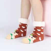 China hot sales women winter new non skid socks knitted brown socks with lovely cartoon animal ankle socks for sale