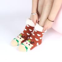 China hot sales women winter new non skid socks knitted brown socks with lovely cartoon animal ankle socks for sale