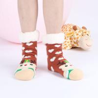 China hot sales women winter new non skid socks knitted brown socks with lovely cartoon animal ankle socks for sale