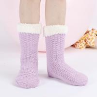 China new arrival women winter new solid color anti skid socks knitted polyester socks with numerous colors designer socks for sale