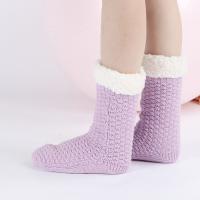 China new arrival women winter new solid color anti skid socks knitted polyester socks with numerous colors designer socks for sale