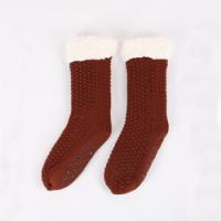 China new arrival women winter new solid color anti skid socks knitted polyester socks with numerous colors designer socks for sale