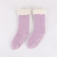 China new arrival women winter new solid color anti skid socks knitted polyester socks with numerous colors designer socks for sale