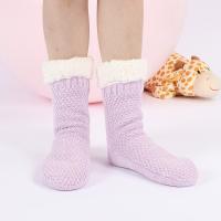 China hot sales Winter Fur  Knit Anti Slip Grippers Slipper Sock Ladies House solid color floor sock Carpet Socks for sale