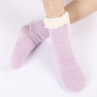 China hot sales Winter Fur  Knit Anti Slip Grippers Slipper Sock Ladies House solid color floor sock Carpet Socks for sale