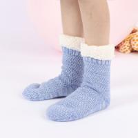 China hot sales Winter Fur  Knit Anti Slip Grippers Slipper Sock Ladies House solid color floor sock Carpet Socks for sale
