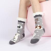 China Women Winter Christmas Warm Comfortable Sherpa Lined Cozy Thermal Fuzzy Slipper Fluflly slipper Socks for sale