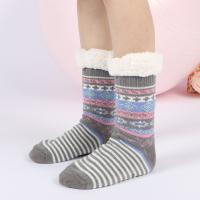 China winter adult warm non skid socks stripe patterned patchwork color socks soft fuzzy socks for women for sale