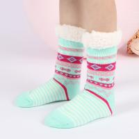China winter adult warm non skid socks stripe patterned patchwork color socks soft fuzzy socks for women for sale