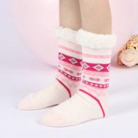 China winter adult warm non skid socks stripe patterned patchwork color socks soft fuzzy socks for women for sale