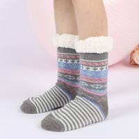 China winter adult warm non skid socks stripe patterned patchwork color socks soft fuzzy socks for women for sale