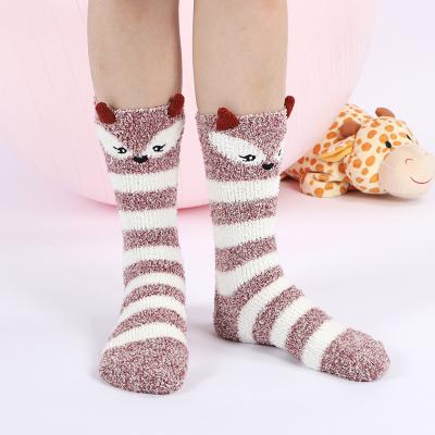 China women animal knitted socks with stripe pattern winter home indoor slipper socks cute cozy non skid designer socks for sale