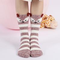 China women animal knitted socks with stripe pattern winter home indoor slipper socks cute cozy non skid designer socks for sale