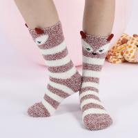 China women animal knitted socks with stripe pattern winter home indoor slipper socks cute cozy non skid designer socks for sale
