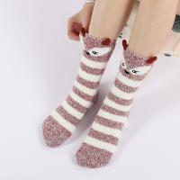 China women animal knitted socks with stripe pattern winter home indoor slipper socks cute cozy non skid designer socks for sale