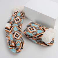China Women's Winter diamond Fleece Lining sock Knit medium length  Slipper Sock Fuzzy Non Skid stocking for sale