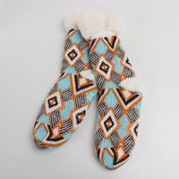 China Women's Winter diamond Fleece Lining sock Knit medium length  Slipper Sock Fuzzy Non Skid stocking for sale