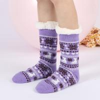 China hot sales ladies slipper socks with fashion pattern anti-skid home wear socks with faux fur lined women fuzzy socks for sale