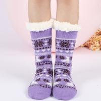 China hot sales ladies slipper socks with fashion pattern anti-skid home wear socks with faux fur lined women fuzzy socks for sale
