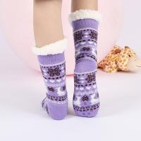 China hot sales ladies slipper socks with fashion pattern anti-skid home wear socks with faux fur lined women fuzzy socks for sale