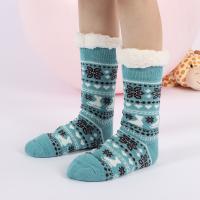 China hot sales ladies slipper socks with fashion pattern anti-skid home wear socks with faux fur lined women fuzzy socks for sale