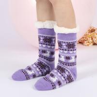 China hot sales ladies slipper socks with fashion pattern anti-skid home wear socks with faux fur lined women fuzzy socks for sale
