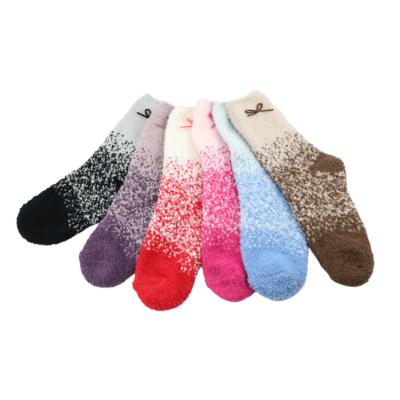 China 6 colors cute bow-knot knitted winter thick warm women slipper socks china sock wholesale for sale
