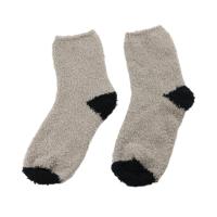 China Indoor Ladies Slipper Socks Blue And White Warm Cozy Polyester Material for sale