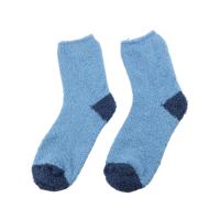 China Indoor Ladies Slipper Socks Blue And White Warm Cozy Polyester Material for sale
