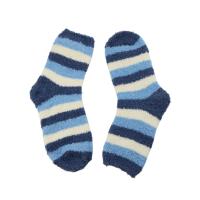 China Indoor Ladies Slipper Socks Blue And White Warm Cozy Polyester Material for sale