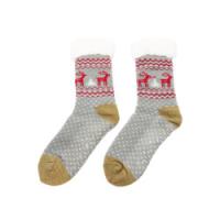 China Christmas Reindeer Spots Ladies Slipper Socks Faux Fleece Lined Home Warm for sale