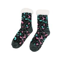 China Multicolor Leopard Cotton Crew Slipper Socks Winter Colorful Home Slipper Socks for sale