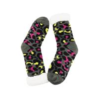 China Multicolor Leopard Cotton Crew Slipper Socks Winter Colorful Home Slipper Socks for sale