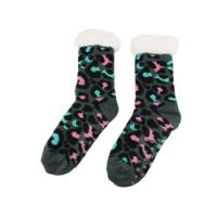 China Multicolor Leopard Cotton Crew Slipper Socks Winter Colorful Home Slipper Socks for sale