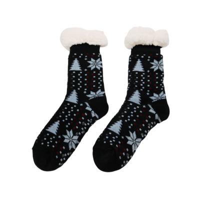 China ladies winter double layers home sock sherpa lined plush women christmas slipper socks for sale
