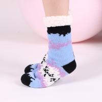 China Women Knit Chunky Fuzzy Slipper Socks Warm Thick Fluffy faux fur Lined pattern Stockings ladies Winter home Socks for sale