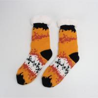 China Women Knit Chunky Fuzzy Slipper Socks Warm Thick Fluffy faux fur Lined pattern Stockings ladies Winter home Socks for sale
