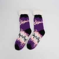 China Women Knit Chunky Fuzzy Slipper Socks Warm Thick Fluffy faux fur Lined pattern Stockings ladies Winter home Socks for sale