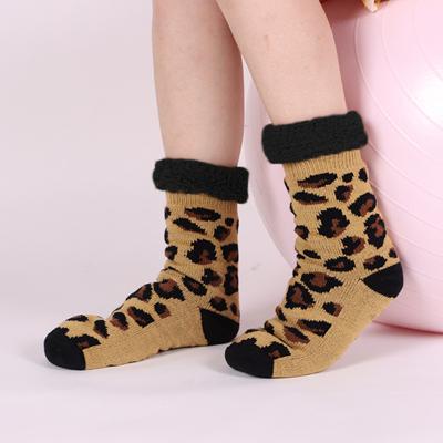 China women Sexy Leopard Print Socks ladies Street style Long Sock girls Cute thick fluffy antiskid slipper Socks for sale
