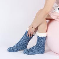 China new Winter Knit Anti Slip Grippers Slipper Sock Women House medium length Slippers solid color Carpet Socks for sale