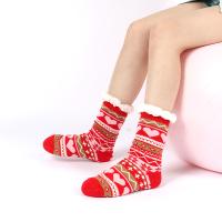 China hot sales women winter fluffy faux fur socks ladies fashion pattern non-slip socks casual loving heart thick slipper socks for sale