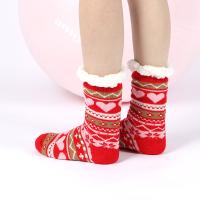 China hot sales women winter fluffy faux fur socks ladies fashion pattern non-slip socks casual loving heart thick slipper socks for sale