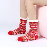 China hot sales women winter fluffy faux fur socks ladies fashion pattern non-slip socks casual loving heart thick slipper socks for sale