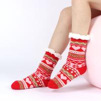 China hot sales women winter fluffy faux fur socks ladies fashion pattern non-slip socks casual loving heart thick slipper socks for sale