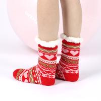 China hot sales women winter fluffy faux fur socks ladies fashion pattern non-slip socks casual loving heart thick slipper socks for sale