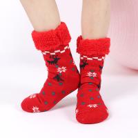 China women comfortable soft socks antiskid breathable slipper socks with lovely milu deer thick fur lining china sock wholesale for sale