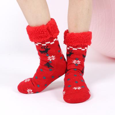 China women comfortable soft socks antiskid breathable slipper socks with lovely milu deer thick fur lining china sock wholesale for sale