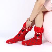 China women comfortable soft socks antiskid breathable slipper socks with lovely milu deer thick fur lining china sock wholesale for sale